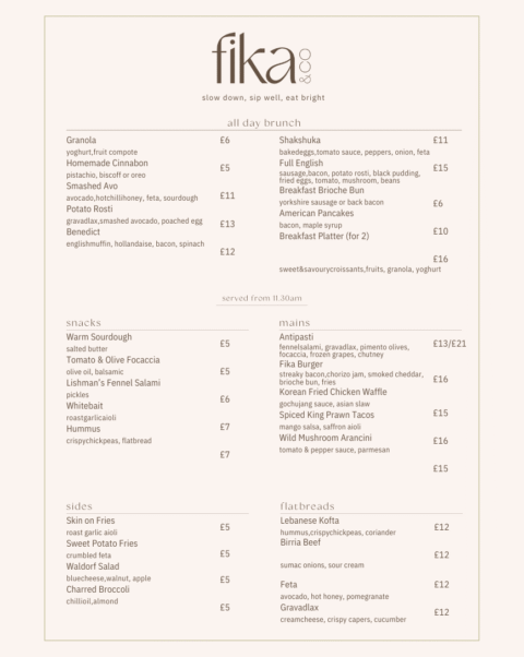 Our Menus | Fika&Co